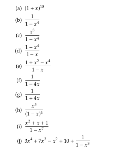 Solved For each generating function below, give a closed | Chegg.com