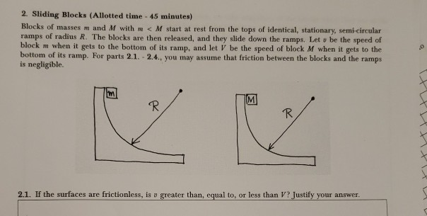 Solved 2. Sliding Blocks (Allotted time - 45 minutes) Blocks | Chegg.com