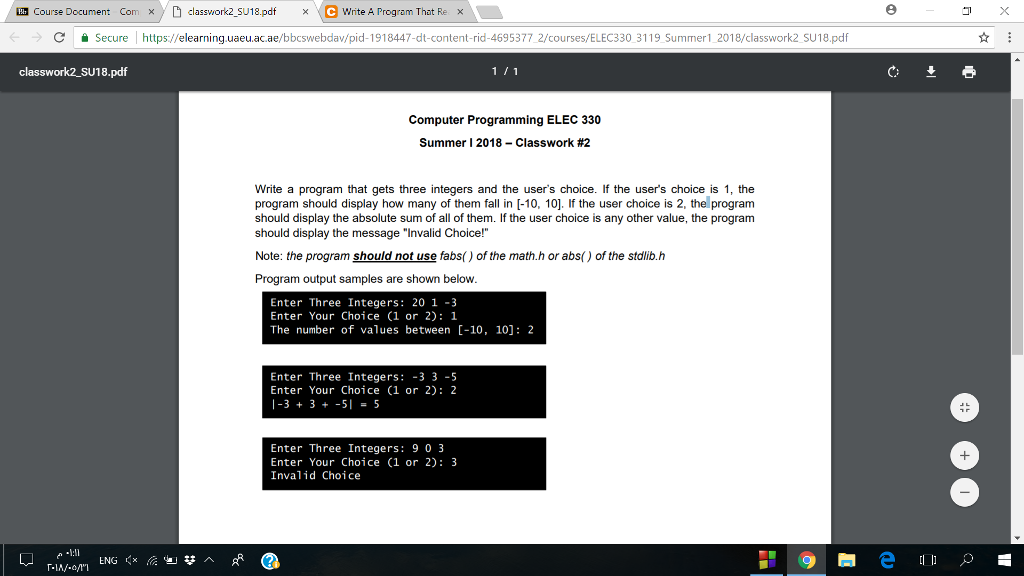 Solved Course Document Com ×y D classwork2.5U18.pdf ×?ewrite | Chegg.com