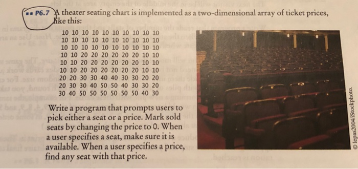 Solved P6.7 A theater seating chart is implemented as a | Chegg.com
