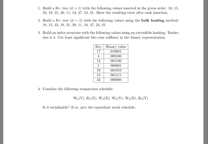 Solved I Build A B Tree D 1 With The Following Values 