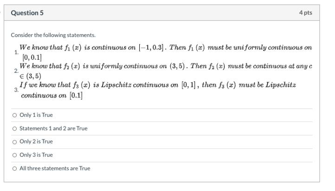 Solved Question 5 4 pts 1. Consider the following | Chegg.com