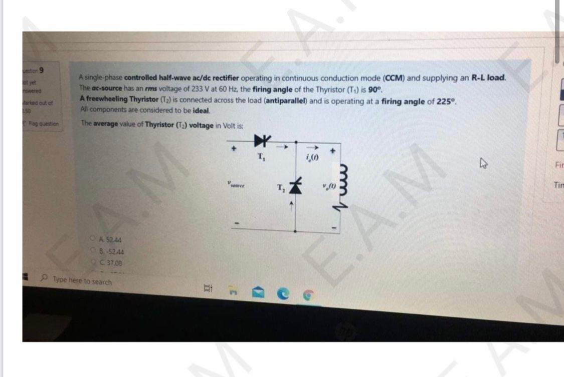 Solved A single-phase controlled half-wave ac/de rectifier | Chegg.com