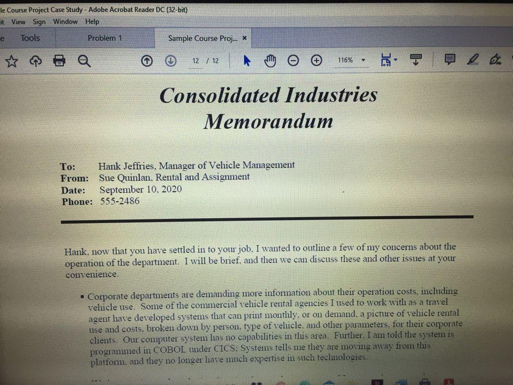 3 / 12 116% 高 Consolidated Industries Memorandum To: | Chegg.com