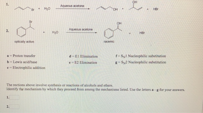 Solved OH 1. Aqueous acetone /、v/ヘOH HBr + Br OH or Aqueous | Chegg.com