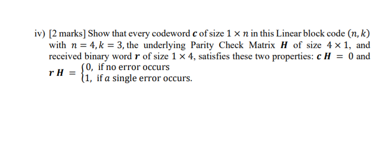 a) Consider the following (k + 1,k) systematic linear | Chegg.com