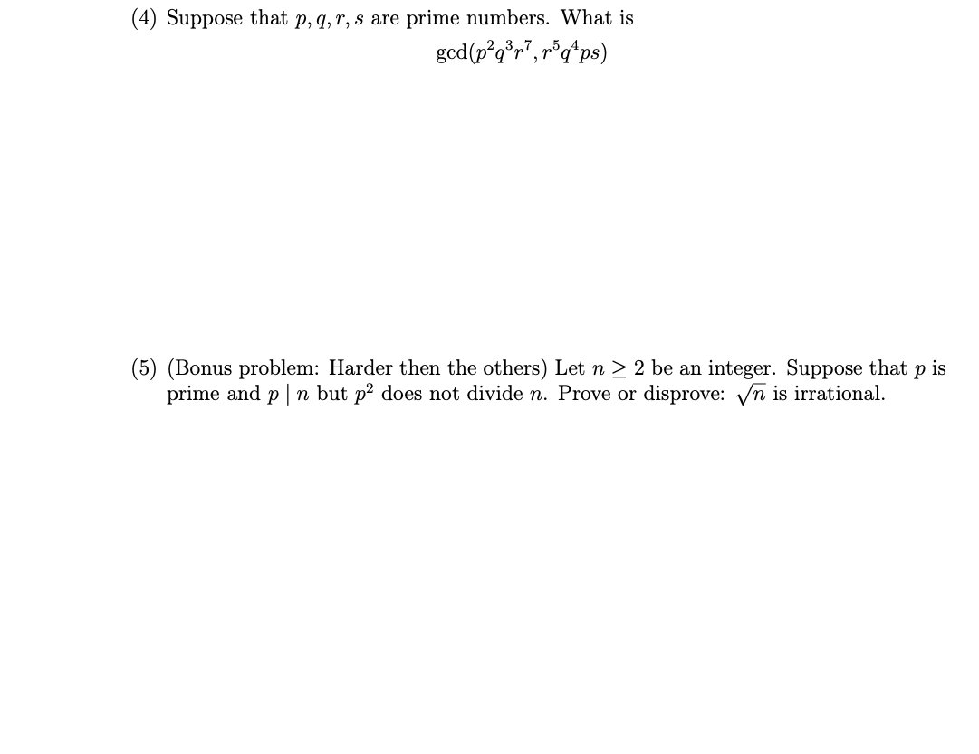 Solved (4) ﻿Suppose that p,q,r,s ﻿are prime numbers. What | Chegg.com