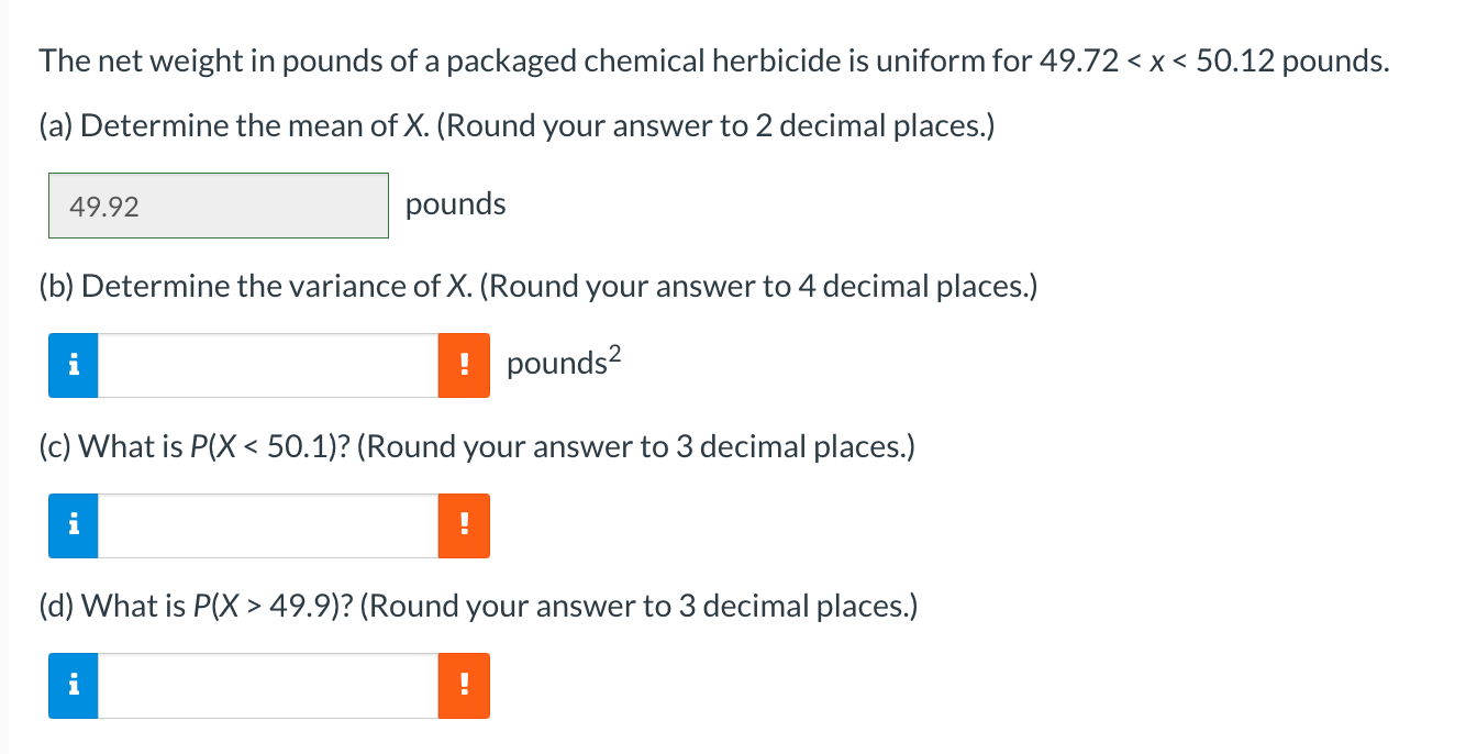 Solved The net weight in pounds of a packaged chemical | Chegg.com