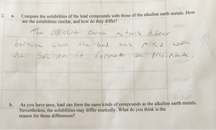 Solved 2. a. Comp are the solubilities of the lead compounds | Chegg.com