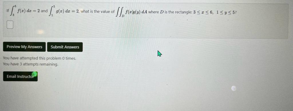 Solved If ∫36f(x)dx=2 and ∫15g(x)dx=2, what is the value of | Chegg.com
