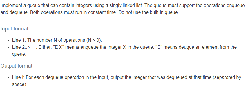 Solved Algorithm, queue singly linked list, Java | Chegg.com