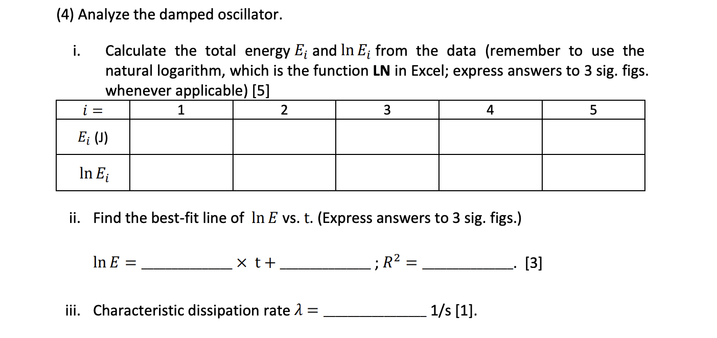 Solved (4) In an experiment on a damped spring oscillator | Chegg.com