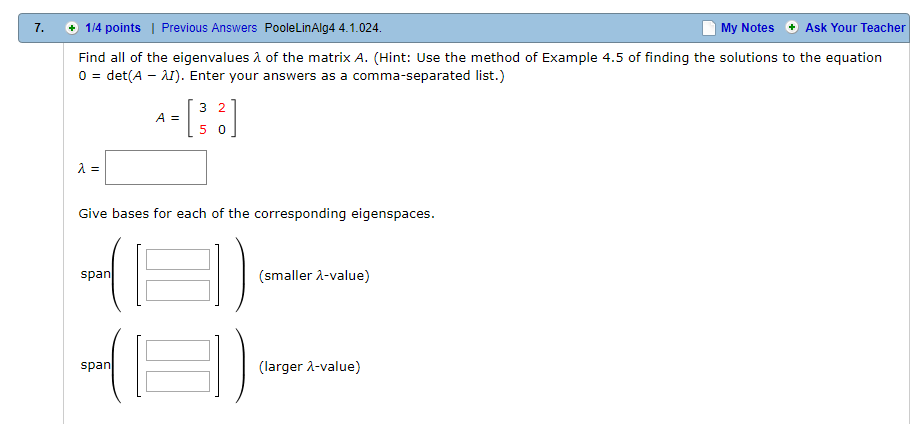 Solved 7. 1/4 points | Previous Answers PooleLinAlg4 4.1.024 | Chegg.com Solved 7. 1/4 points | Previous Answers PooleLinAlg4 4.1.024 | Chegg.com