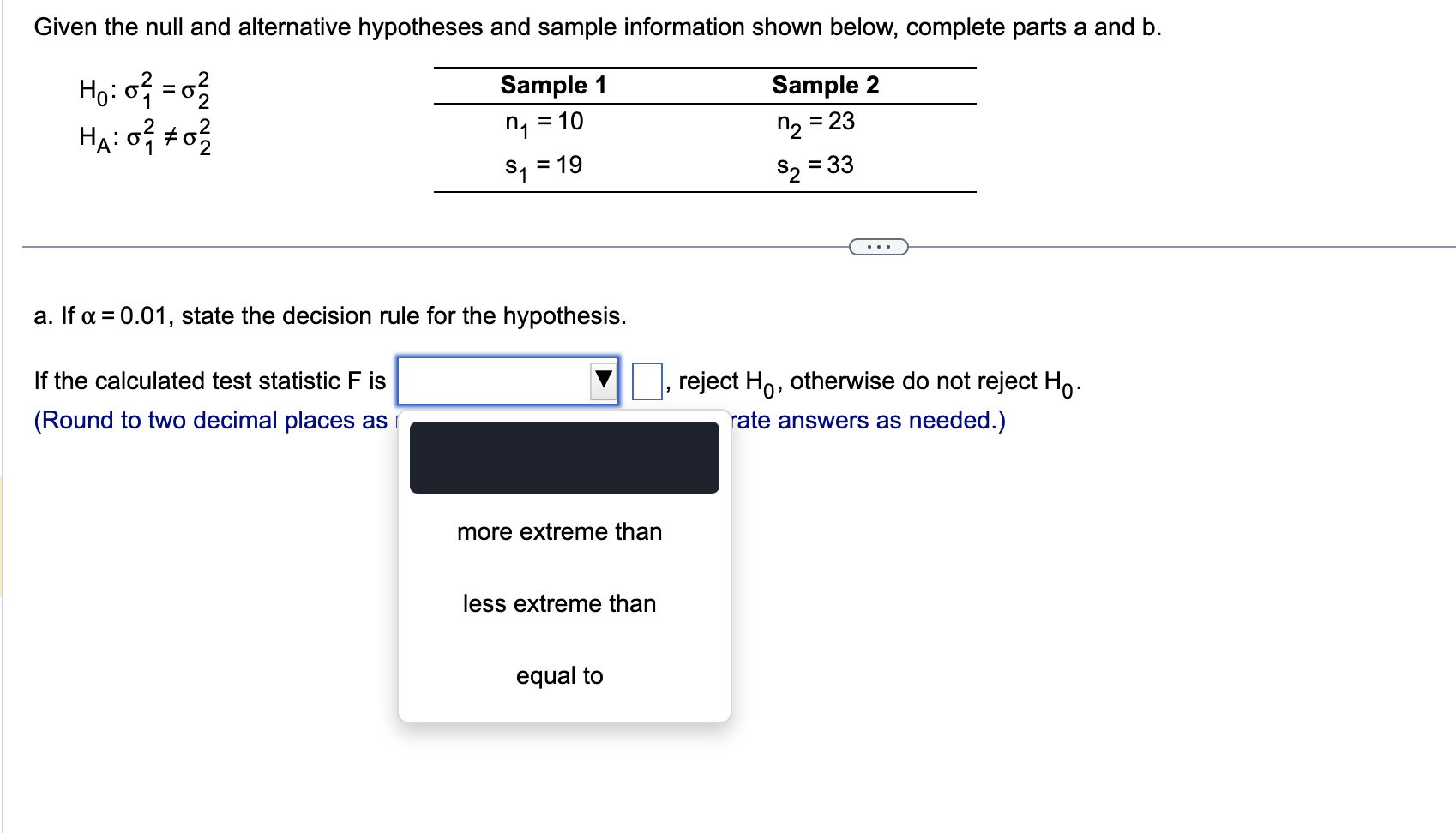 Solved Given the null and alternative hypotheses and sample | Chegg.com