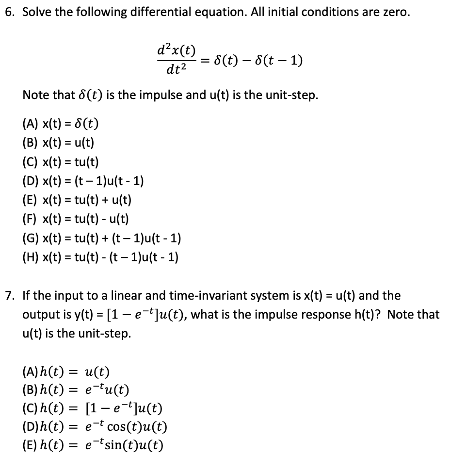 Solved 5. Solve the following differential equation. All | Chegg.com