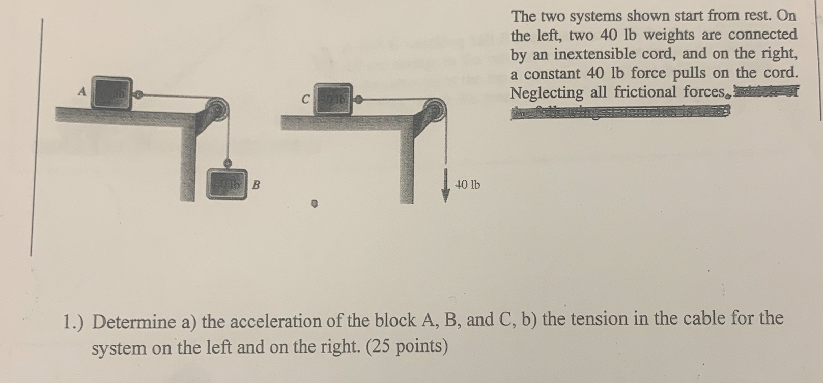 Solved The two systems shown start from rest. On the left, | Chegg.com