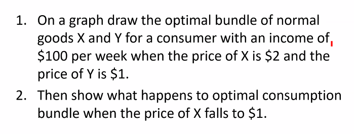 Solved 1. On a graph draw the optimal bundle of normal goods | Chegg.com