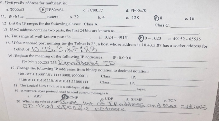 Solved 0. IPv6 prefix address for multicast is: b.)FE80::/64 | Chegg.com