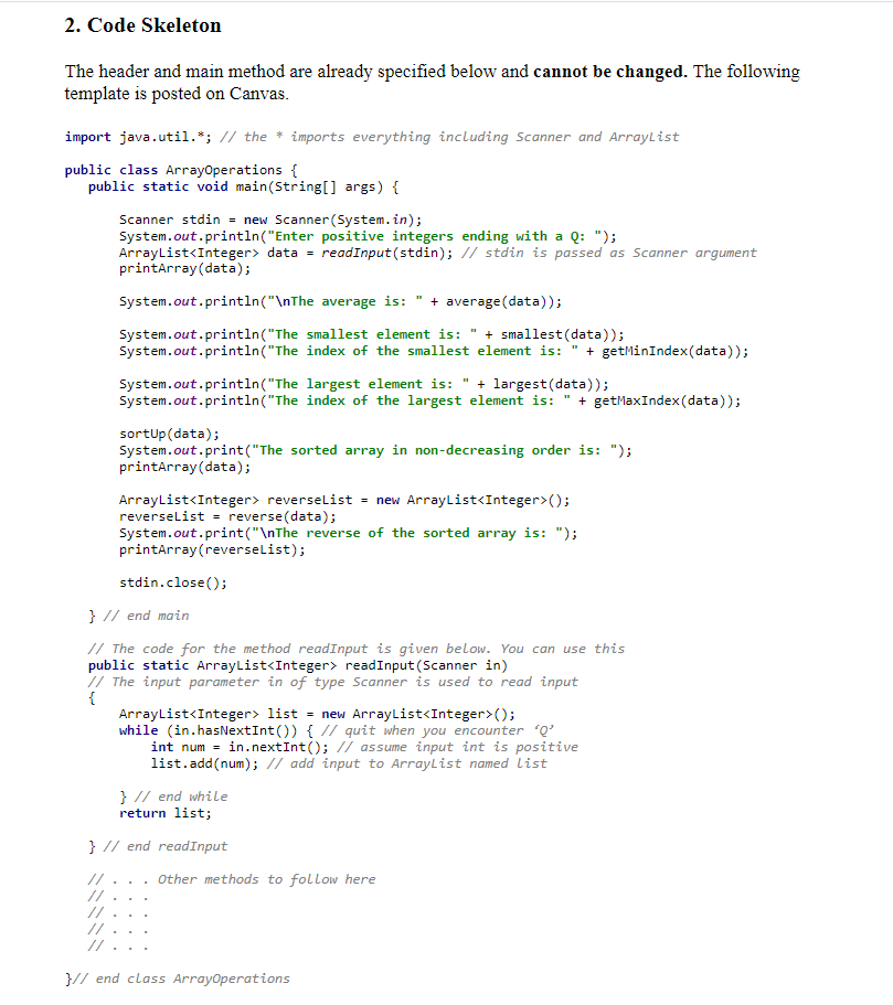 Solved 1. Main Method The main method has to do the | Chegg.com