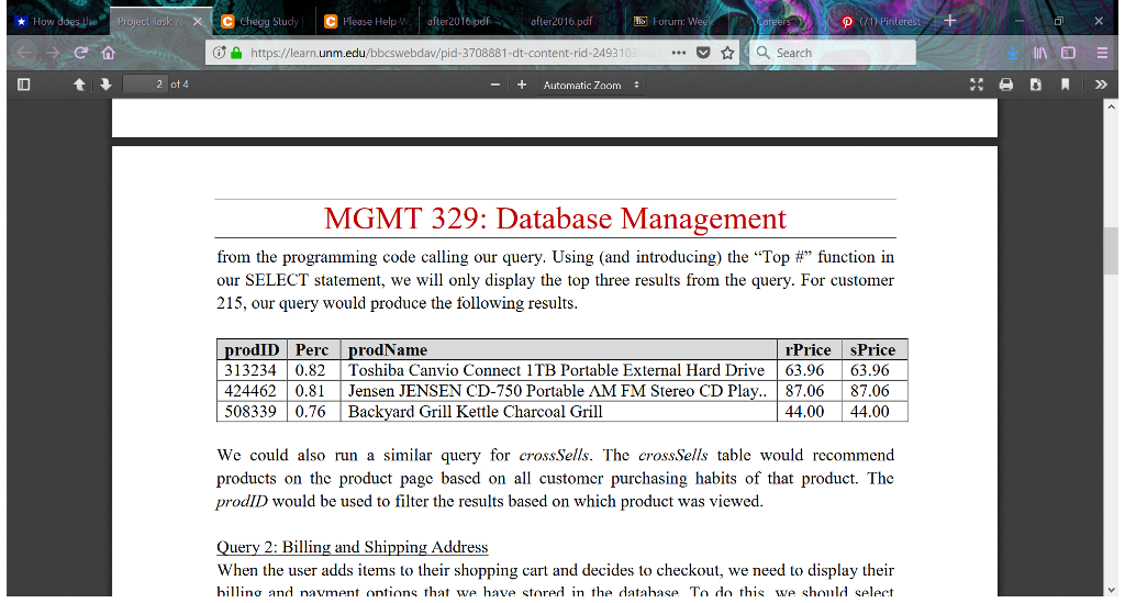 Solved PROJECT TASK 7: DML AND REPORTING Overview of Project | Chegg.com