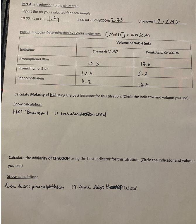 Solved Part A: Introduction to the pH Meter Report the pH | Chegg.com