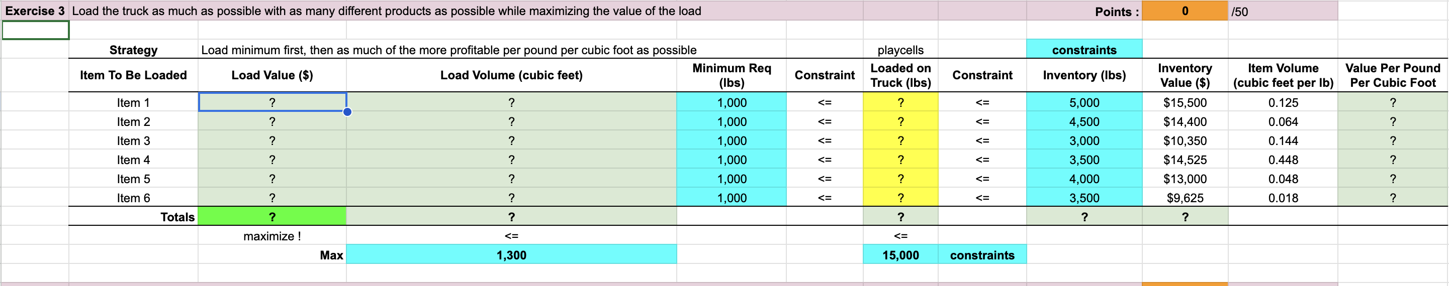 Exercise 3 Load the truck as much as possible with as | Chegg.com