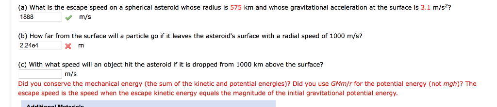 Solved (a) What is the escape speed on a spherical asteroid | Chegg.com