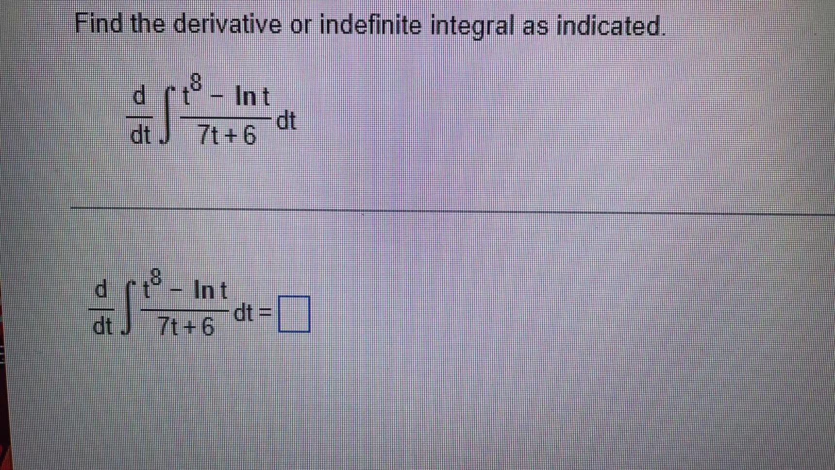 Solved Find the derivative or indefinite integral as | Chegg.com