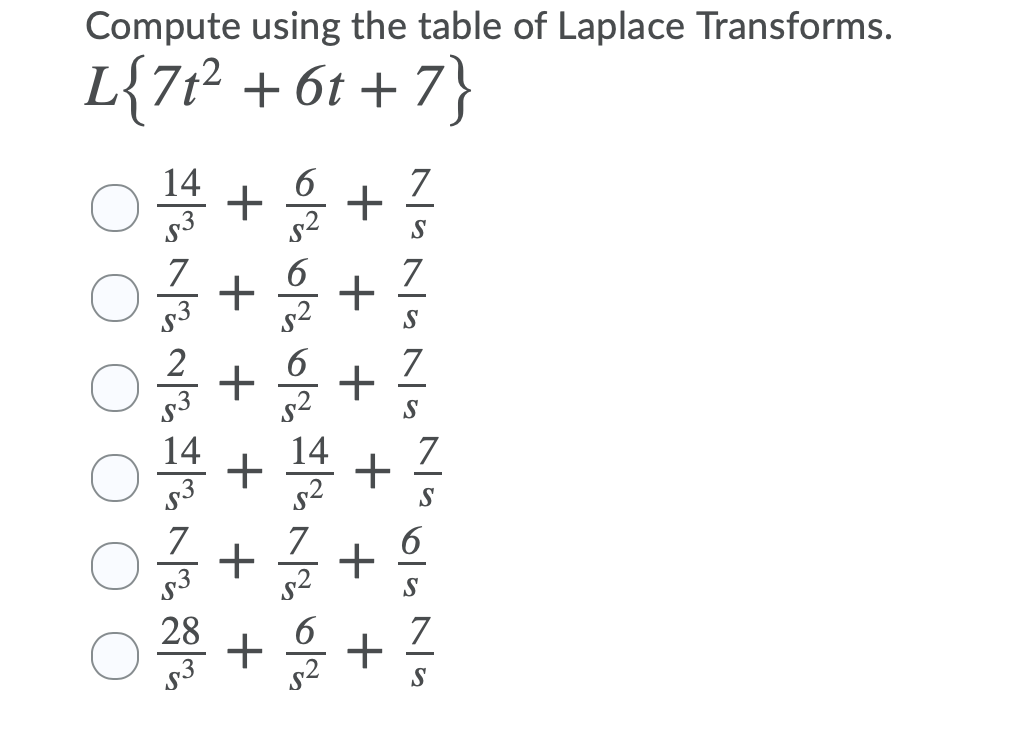 Solved Compute using the table of Laplace Transforms. 7} | Chegg.com