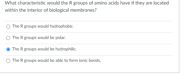 Solved What characteristic would the R groups of amino acids | Chegg.com