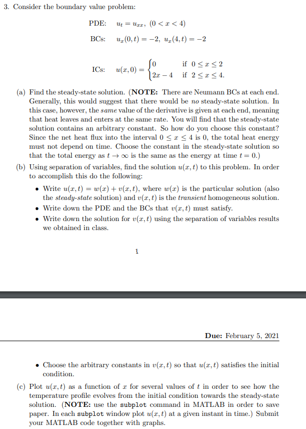 Solved 3. Consider the boundary value problem: PDE: ut = | Chegg.com