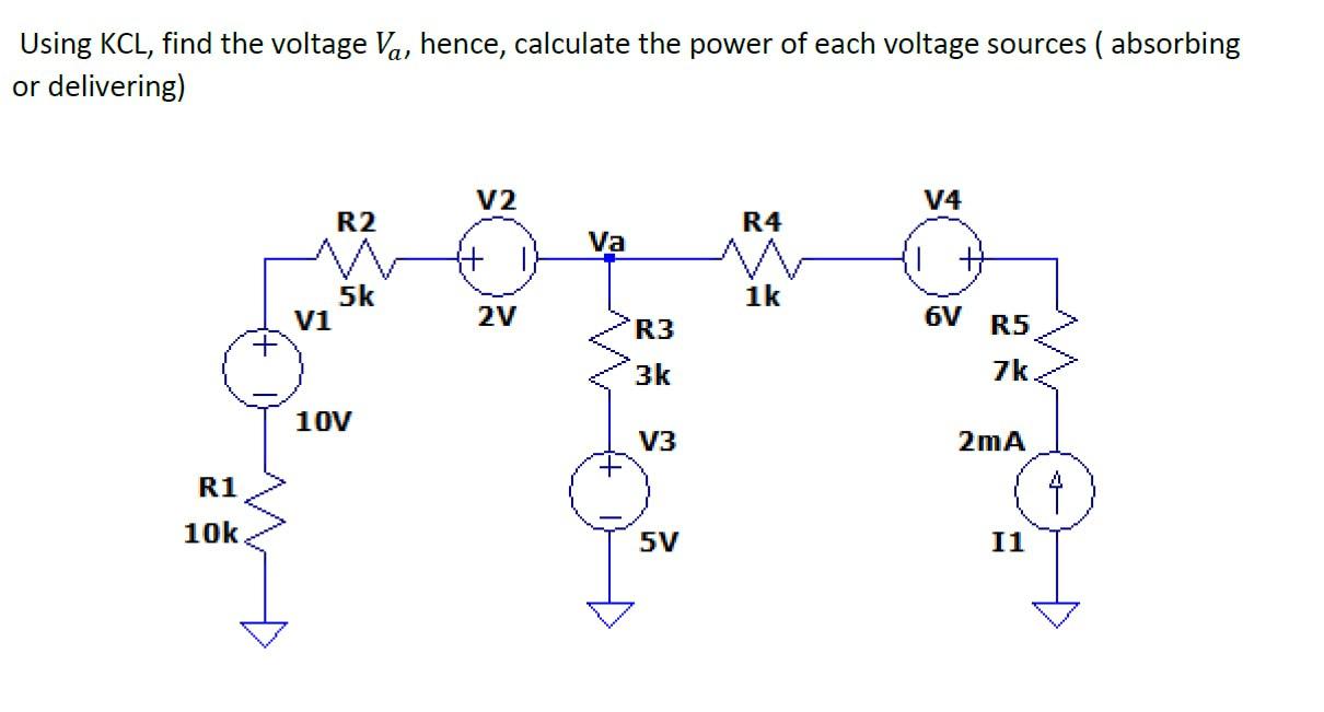 Solved Using KCL, find the voltage Va, hence, calculate the | Chegg.com