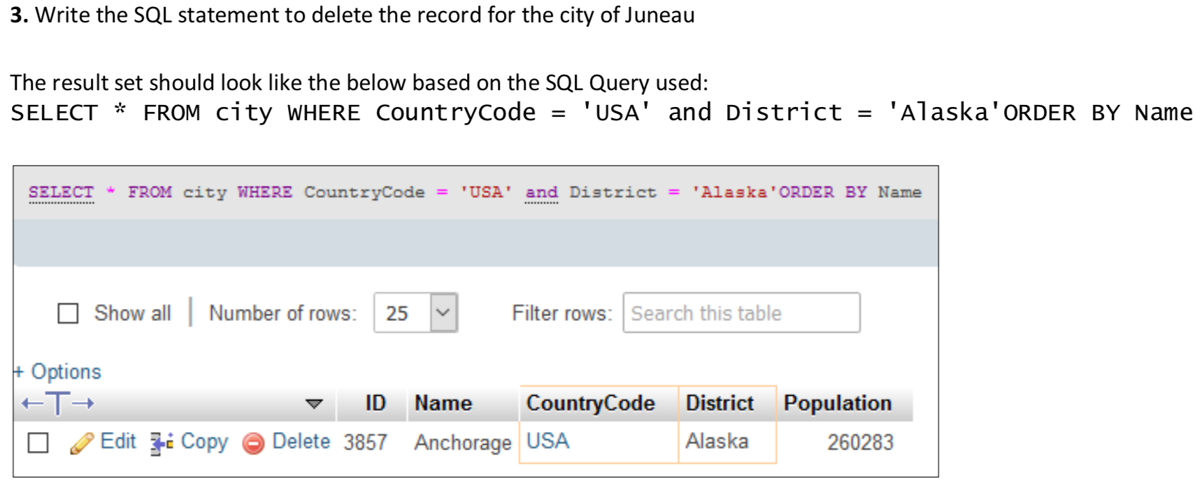 Solved You are using the 'city' table in the world database | Chegg.com