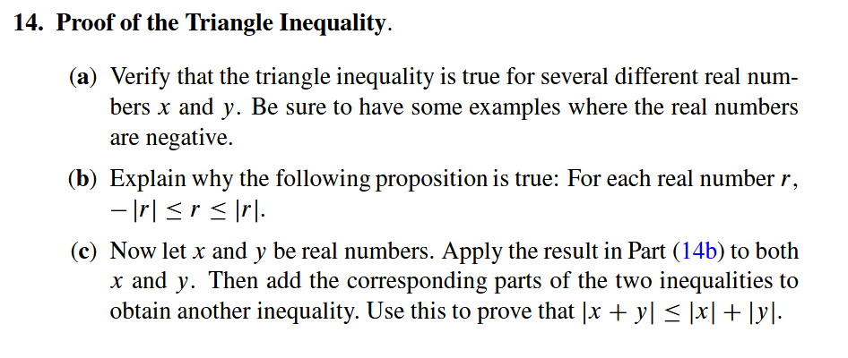 Solved 4. Proof of the Triangle Inequality. (a) Verify that | Chegg.com