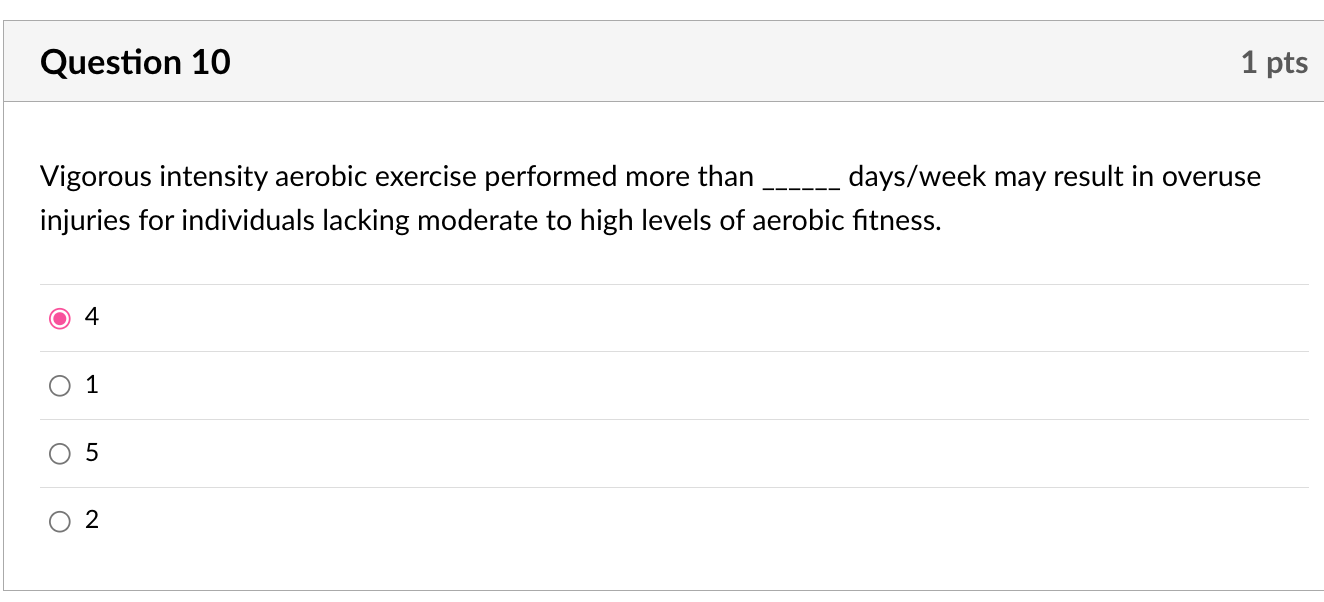 Solved Vigorous intensity aerobic exercise performed more | Chegg.com