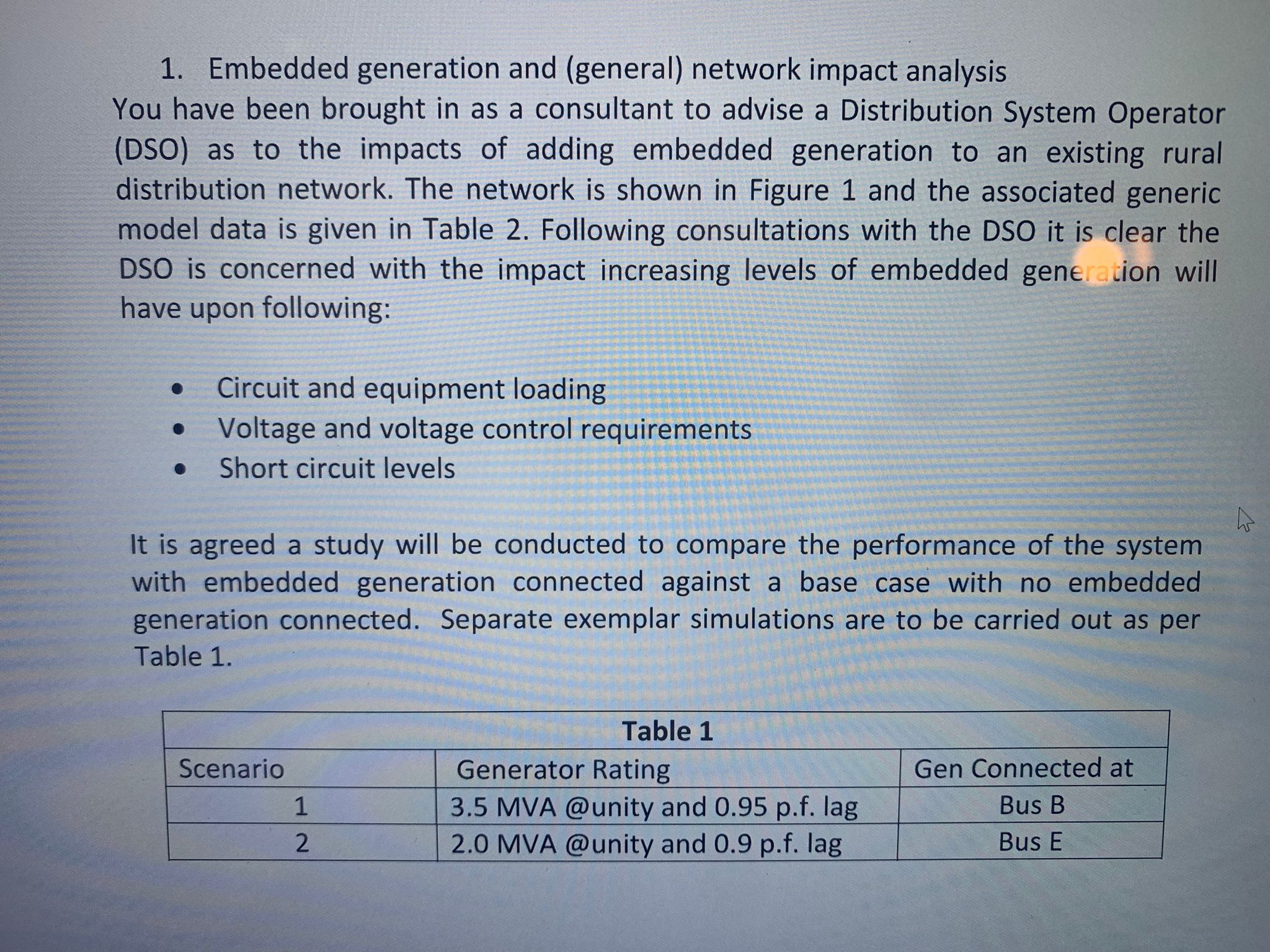 Solved 1. Embedded generation and (general) network impact | Chegg.com