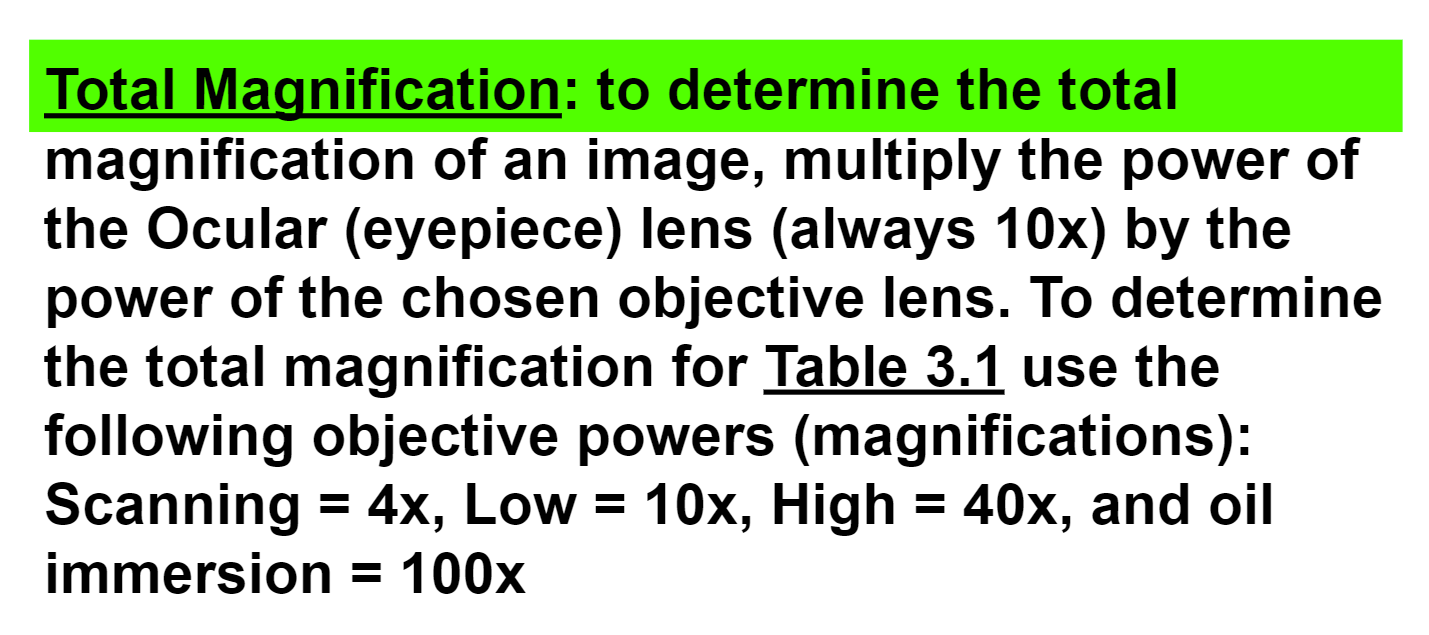Solved Total Magnification: to determine the total | Chegg.com