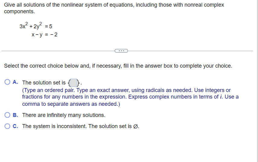 Solved Give all solutions of the nonlinear system of | Chegg.com