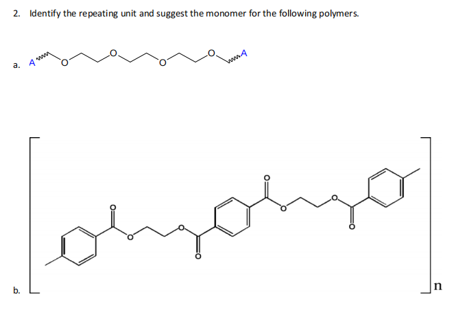 Solved 2. Identify the repeating unit and suggest the | Chegg.com