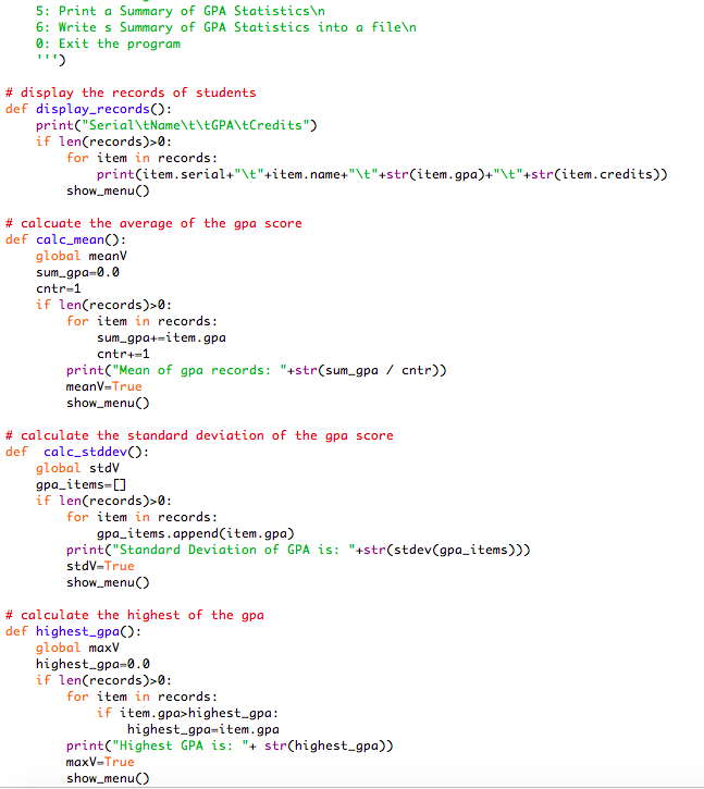 Please help me complete my Python program | Chegg.com
