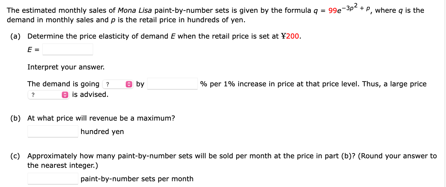 Solved The estimated monthly sales of Mona Lisa | Chegg.com