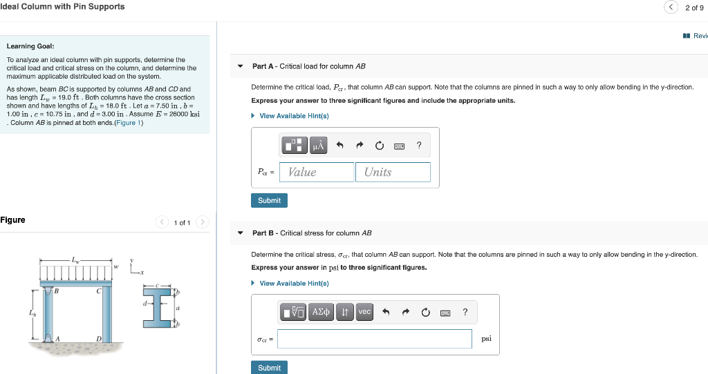 Solved Ideal Column with Pin Supports