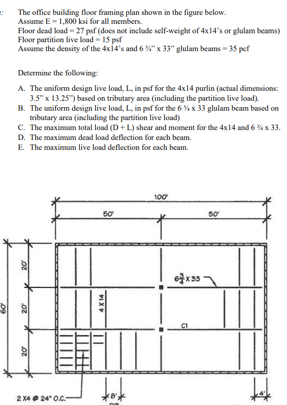 Solved : The office building floor framing plan shown in the | Chegg.com