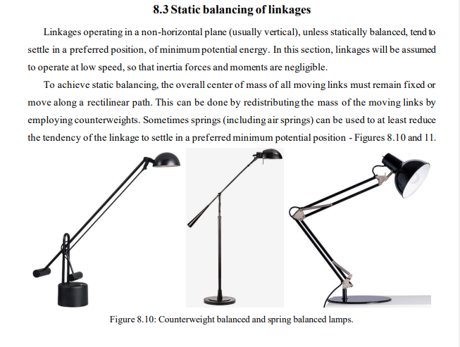 Solved 8.3 Static balancing of linkages Linkages operating | Chegg.com