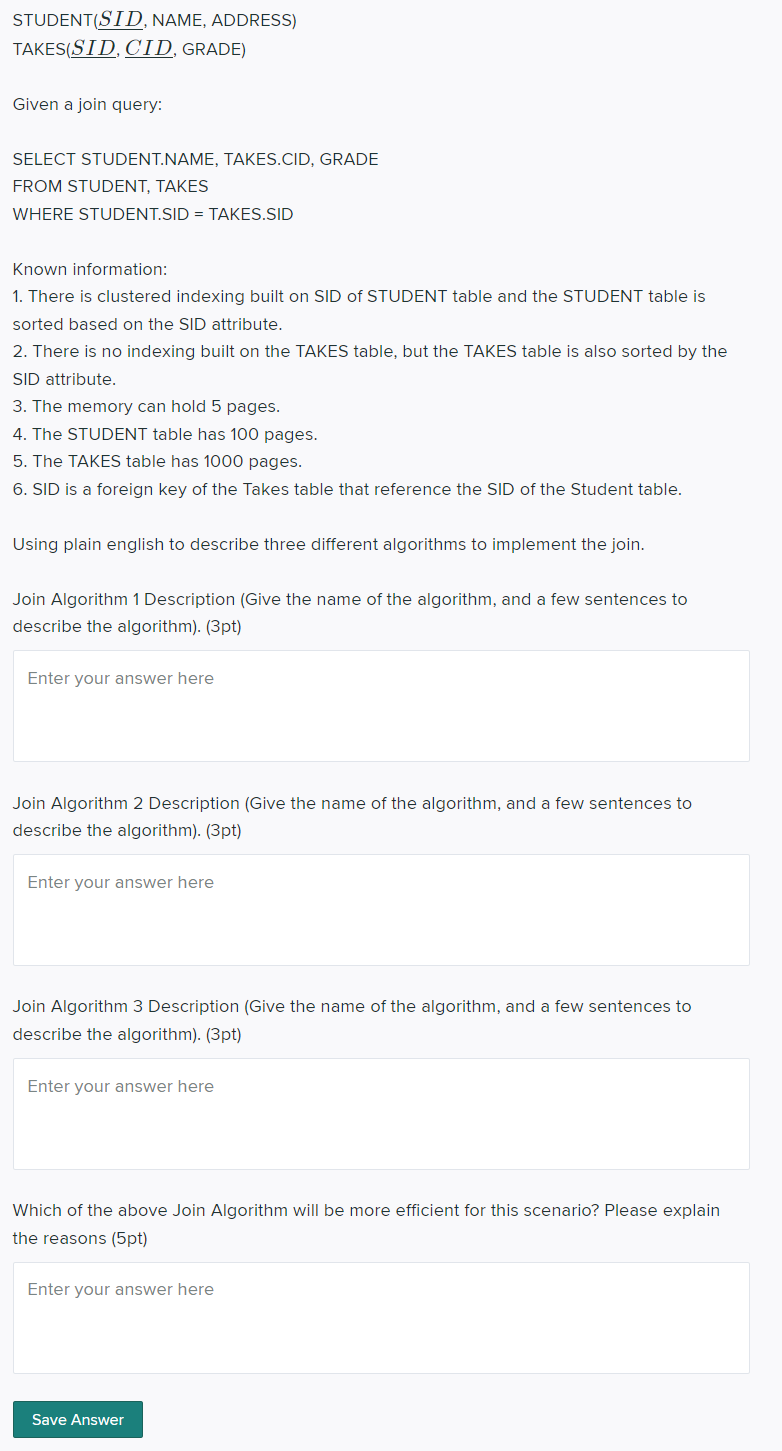 TAKES( SID,CID, GRADE) Given a join query: SELECT | Chegg.com