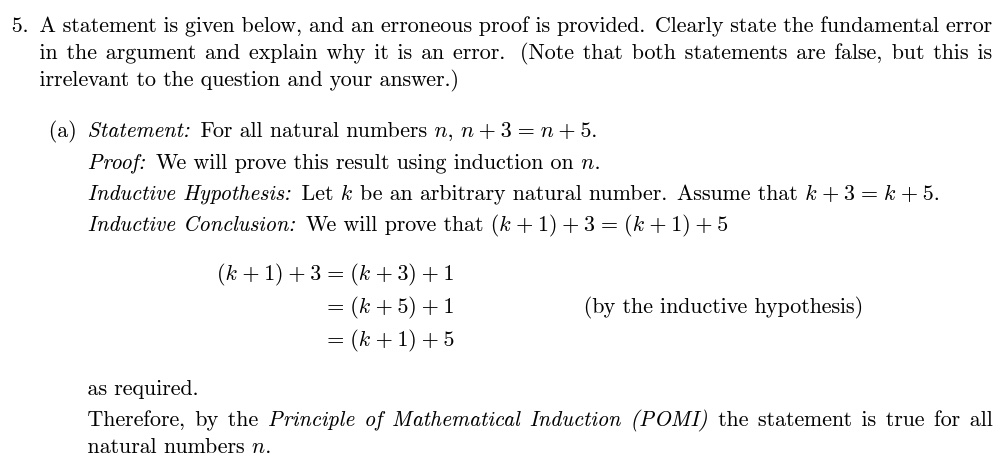 Solved A statement is given below, and an erroneous proof is | Chegg.com