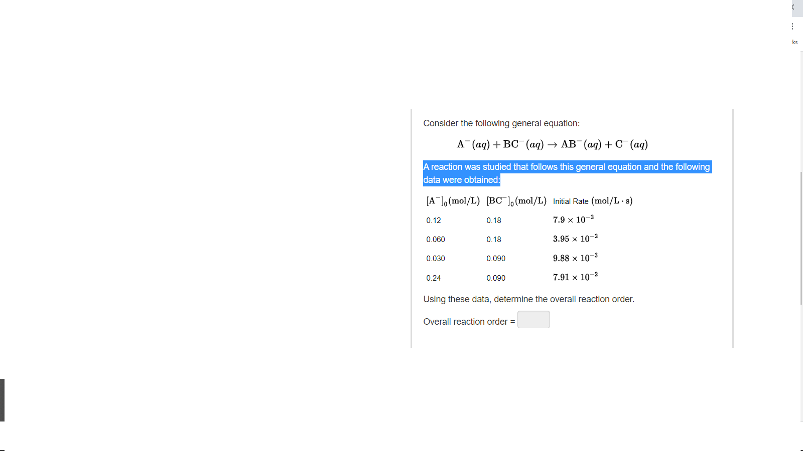 Solved Consider the following general equation: | Chegg.com