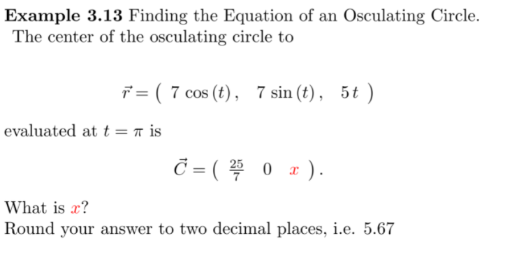 Solved Example 3.13 Finding the Equation of an Osculating | Chegg.com
