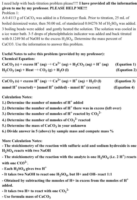 Solved Need help with back titration. Please help me | Chegg.com
