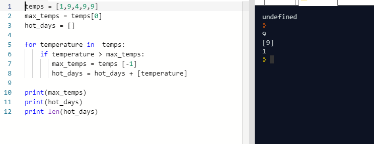 Solved How do I print the number of times the max temp | Chegg.com